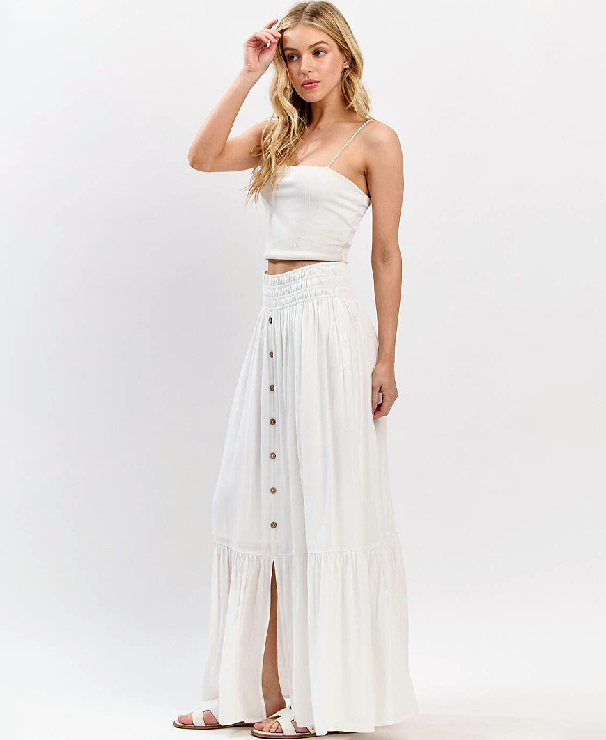 Zen Ruffle Maxi Skirt – Ivory – Daisy Shoppe - cute clothes & accessories